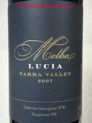 Red Wine: Melba Lucia Yarra Valley, 2007, Australia. - Dr Jim's Wine ...